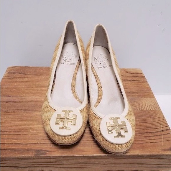 Tory Burch | Shoes | Tory Burch Rattan Raffia Wedge Heels Sz 5 | Poshmark